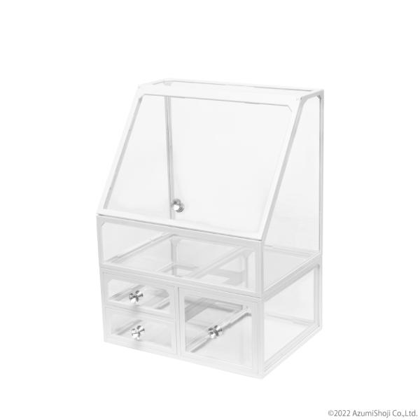 【シンプルかつ高級感漂うデザイン】全面がアクリルでできた高級感あふれるデザインが特徴的な製品です。ホワイトカラーで統一されておりシンプルなため、どんな部屋にも馴染みやすいデザインです。【三層設計で大容量収納可能】三層に分かれて設計されている...
