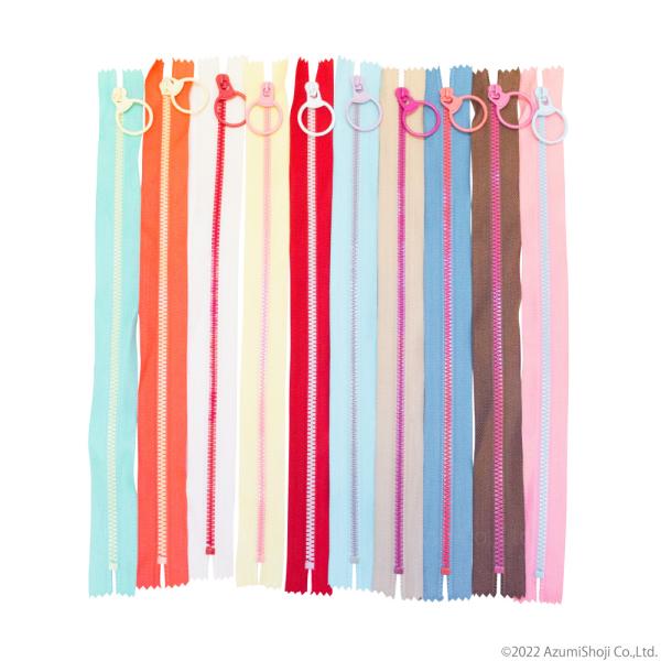 【カラフルファスナー 10色セット】かわいいカラーリングが楽しめるセットです。【ハンドメイドで活躍】筆箱やポーチなど自分だけのアイテムを作るのに大活躍です。【バイカラー仕様】テープ部分とファスナー部分のカラーが分かれています。＜製品詳細＞重...