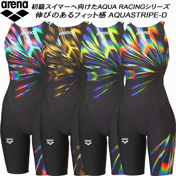□素材【AQUA STRIPE-D】ポリエステル84%　ポリウレタン16%従来モデルより生地の柔らかさを改善し伸びのあるフィット感を実現□カット【オープンバック・ハーフレッグ】 ひざ上までの丈太ももをしっかりサポート筋肉のブレ抑制と抵抗を軽...