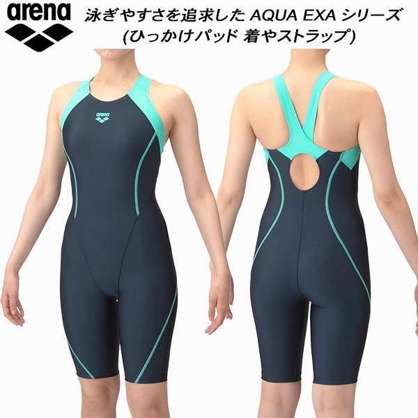 □素材:ダブルエステルWR/フルダルUVポリエステル84% ポリウレタン16%ポリエステル85% ポリウレタン15%□カット【オープンバック・ハーフレッグ】股下：ロング背中の露出を抑えたフィットネススイマーに最適なカッティング□カラー:NV...