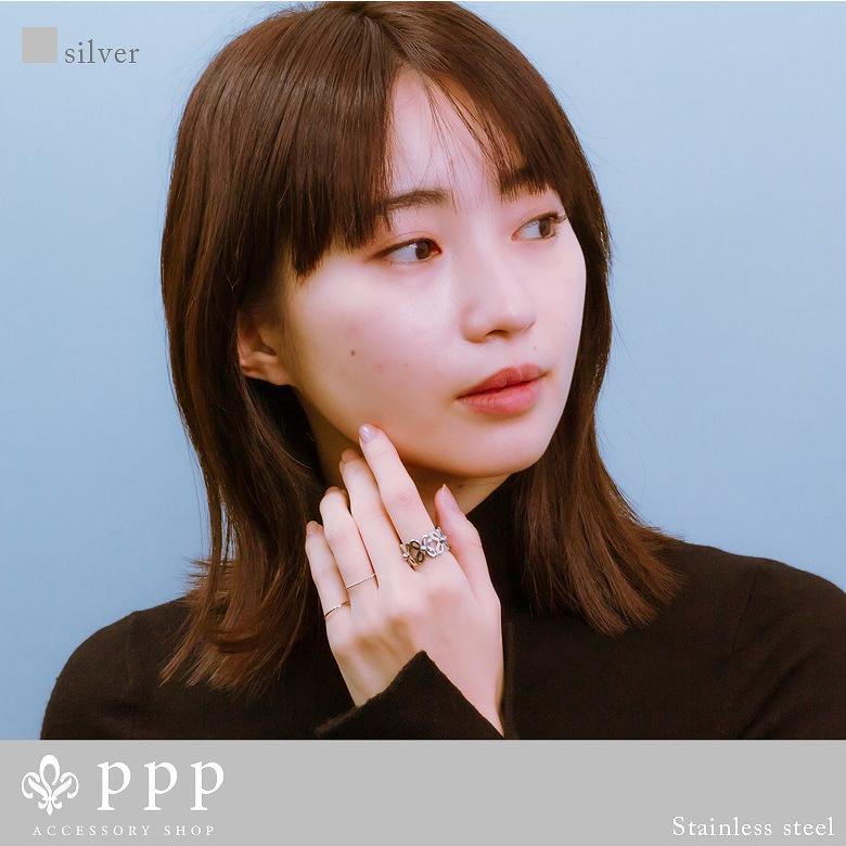 指輪 レディース ステンレス リング (319) フラワー 選択可 (銀色 金色) サージカル 316L 送料無料 花 : mico.lor ...