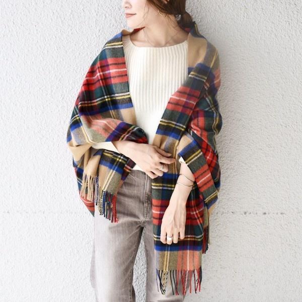 SHIPS（シップス） 【SHIPS別注】JOHNSTONS:カシミヤチェックストール