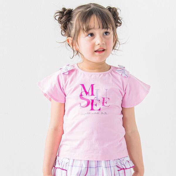 BeBe 【お揃い】チェック肩リボンフレア袖Tシャツ(90~150cm) : マルイ(丸井)Yahoo!店 - 通販 - Yahoo!ショッピング