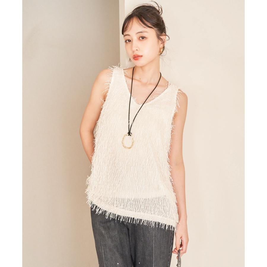 VIS 【前後2WAY】ラメフリンジジャガードノースリーブトップス : マルイ(丸井)Yahoo!店 - 通販 - Yahoo!ショッピング