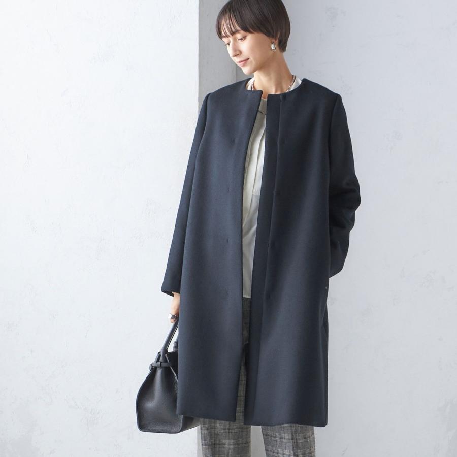 S140 シャルム ビーバー ノーカラー ロング コート : ce0175832001 : マルイ(丸井)Yahoo!店 - 通販 - Yahoo!ショッピング