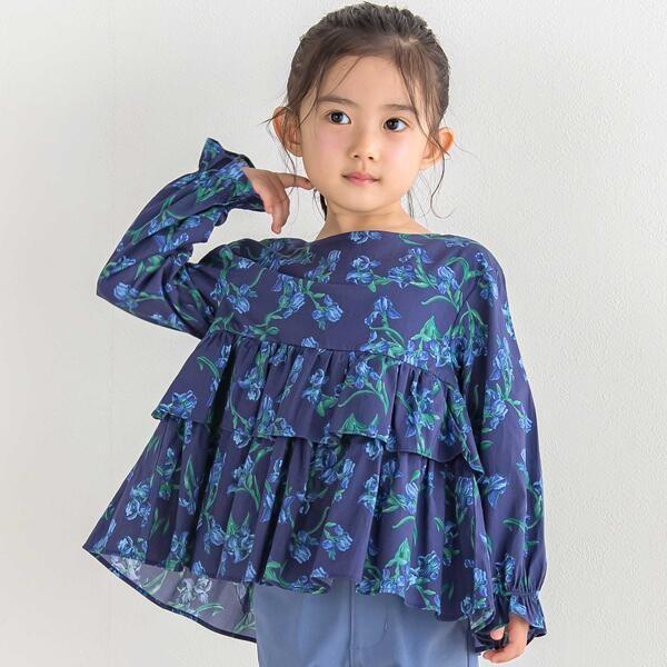 BeBe 【お揃い】【リバティプリント】【日本製】フレンチ・アイリスティアードフリルブラウス(90~150cm : マルイ(丸井)Yahoo!店 - 通販 - Yahoo!ショッピング