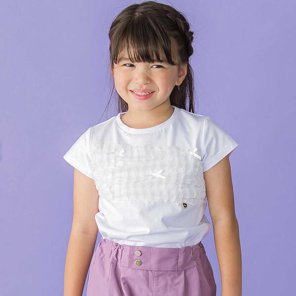 BeBe Petits Pois Vert チュールリボン切り替え天竺半袖Tシャツ(95~150cm) : マルイ(丸井)Yahoo!店 - 通販 - Yahoo!ショッピング