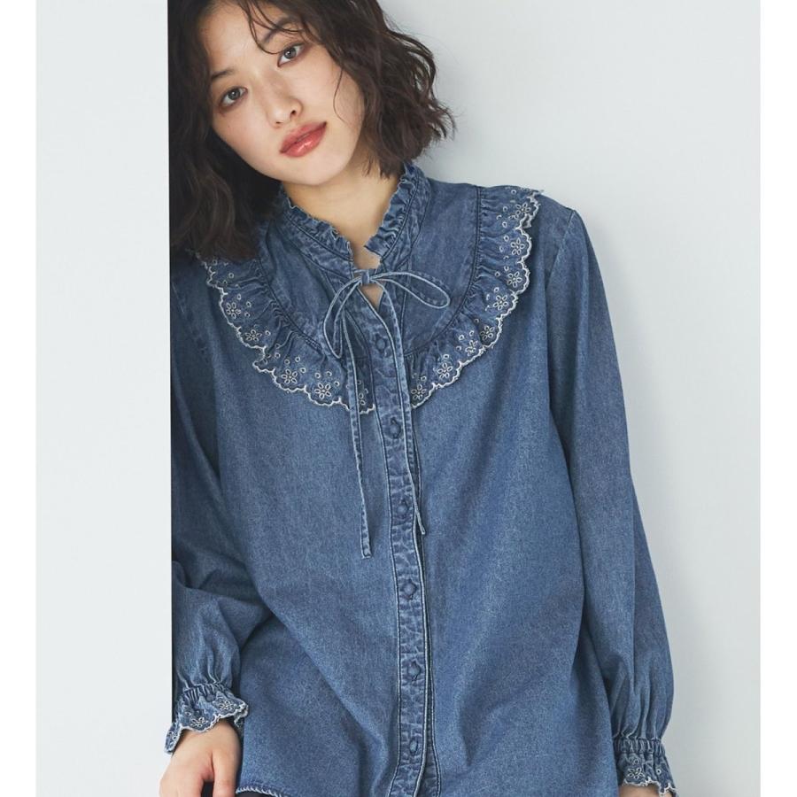 SOMETHING（サムシング） SOMETHINGフリルカラーデニムブラウス