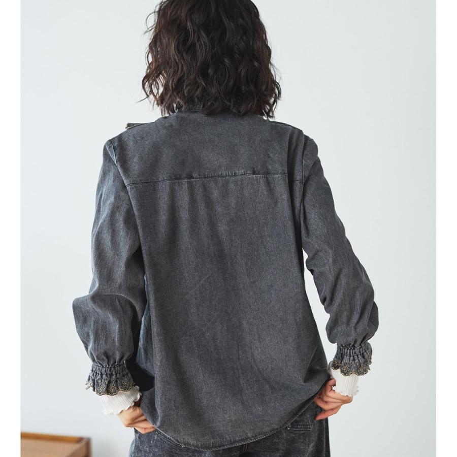 SOMETHING（サムシング） SOMETHINGフリルカラーデニムブラウス