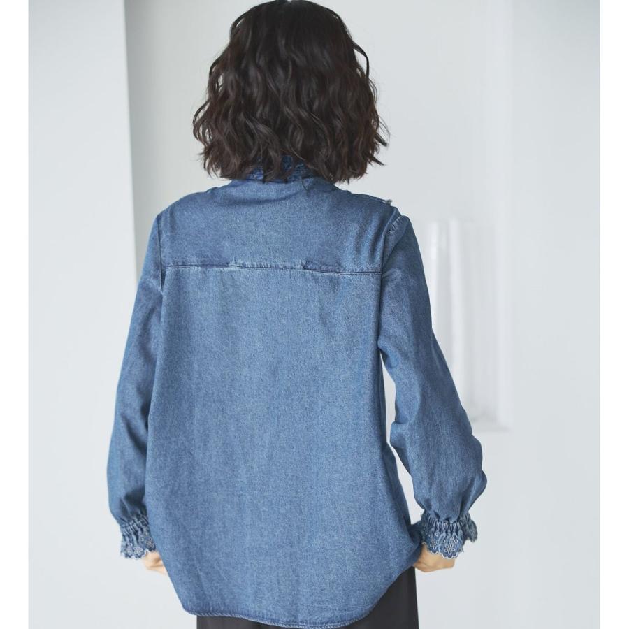 SOMETHING（サムシング） SOMETHINGフリルカラーデニムブラウス