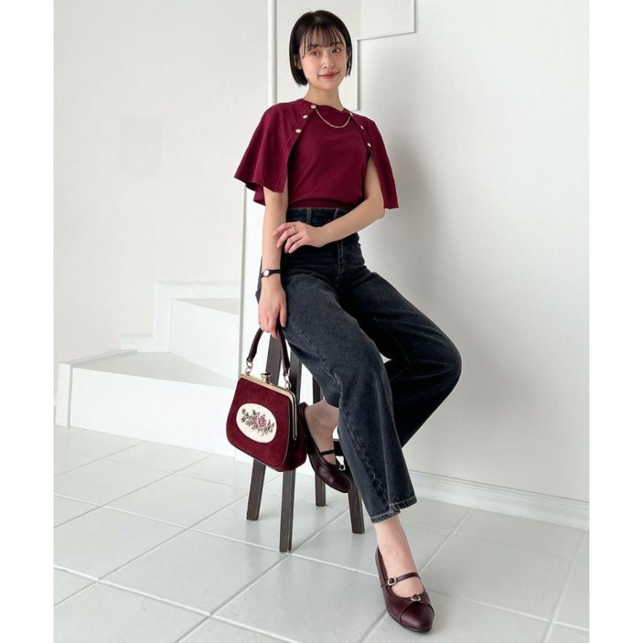 アンアナザーアンジェラス（an another angelus）/【500mlペットボトル収納可能】フレームローズ刺繍クロップドがま口バッグ an another angelus（アンアナザーアンジェラス） 【500mlペットボトル