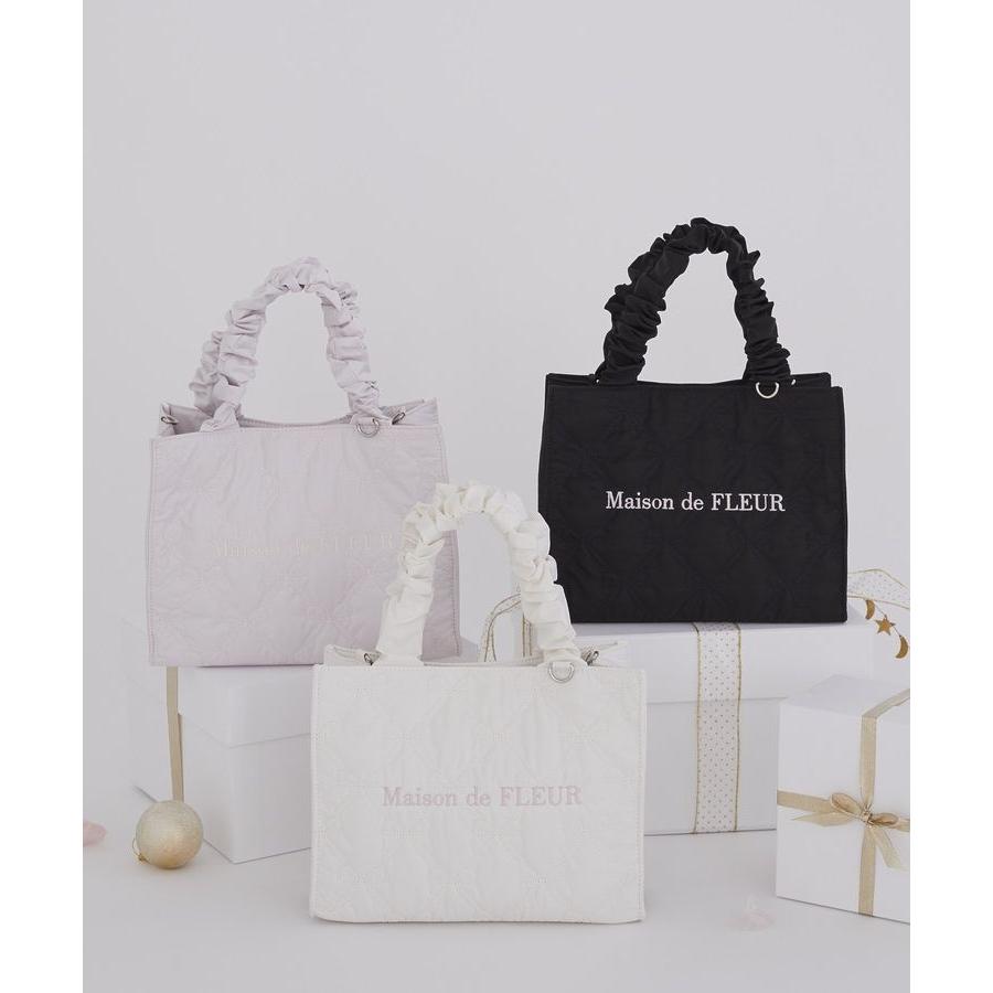 メゾン ド フルール（Maison de FLEUR）/ギャザーハンドル2Wayリボンキルティングトート Maison de FLEUR（メゾンドフルール） ギャザーハンドル2Wayリボン