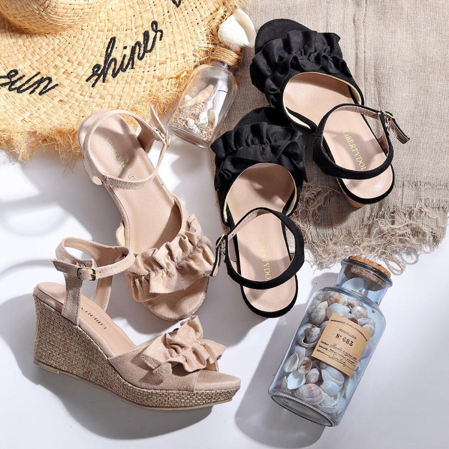 ★ウエッジヒールストラップ フリルサンダル★4014 : マルイ(丸井)Yahoo!店 - 通販 - Yahoo!ショッピング