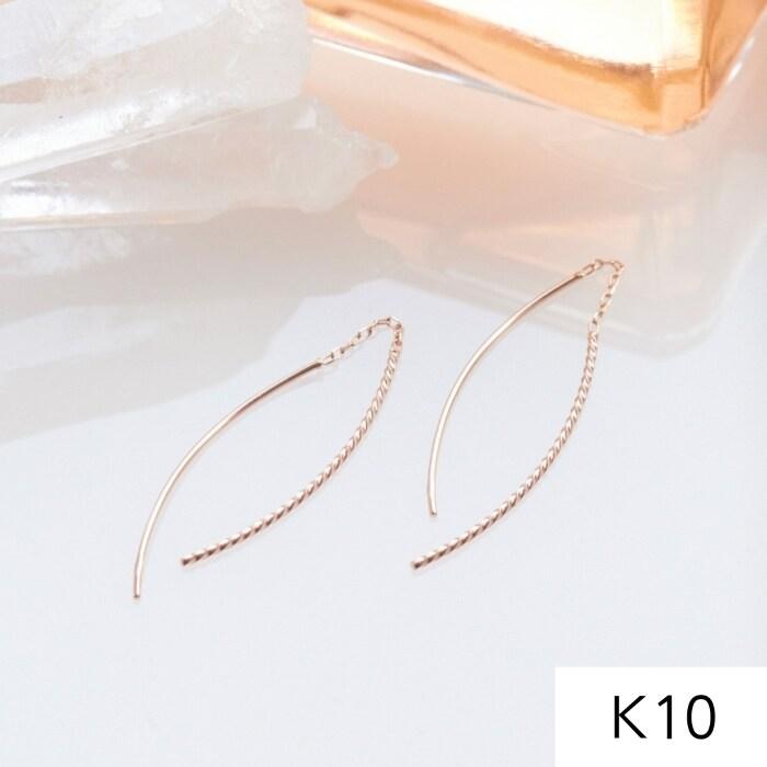 Phoebe 【K10】クロスラインアメリカンピアス ローズゴールド／BOXつき : マルイ(丸井)Yahoo!店 - 通販 - Yahoo!ショッピング