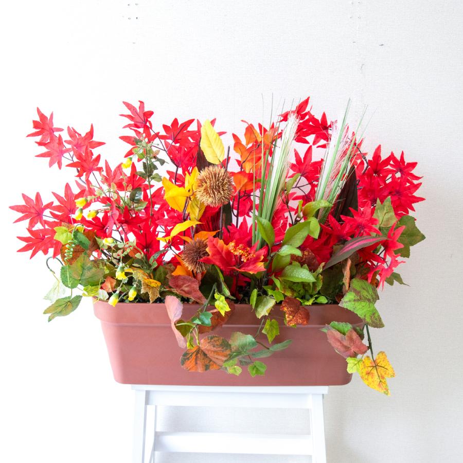 造花プランター フラワープランター フェイクグリーン パチンコ店 工事現場 秋装飾 /PF672-LB 造花プランター(紅葉・ススキ):Aプ : 造花と人工観葉植物の店舗装飾専門店PP ...