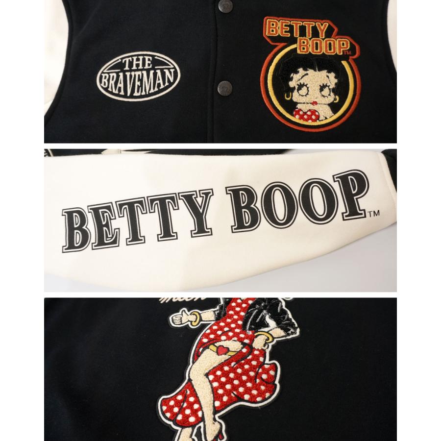 BETTY BOOP（ベティ ブープ） アウトレットセール!!ブレイブマン ベティブープコラボ カレッジベティー 刺繍 ボンディングスタジャン ...