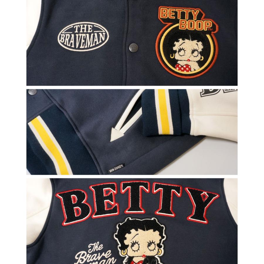 BETTY BOOP（ベティ ブープ） アウトレットセール!!ブレイブマン ベティブープコラボ カレッジベティー 刺繍 ボンディングスタジャン ...