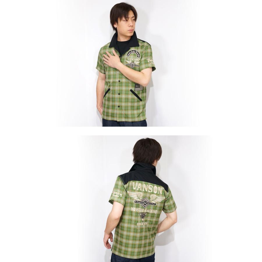 VANSON バンソン フライングエンブレム刺繍 チェック柄 半袖シャツ メンズ 新作2024年モデル nvss-2402 : 02BRAND ...