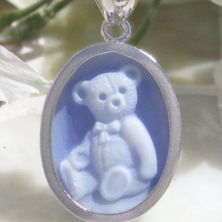 CAMEO ドイツ Idar Oberstein産 ストーンカメオ ブルーメノウ SILVER ペンダントトップ【可愛い テディベア 青】 : 千年ジュエリー Yahoo!店 - 通販 ...