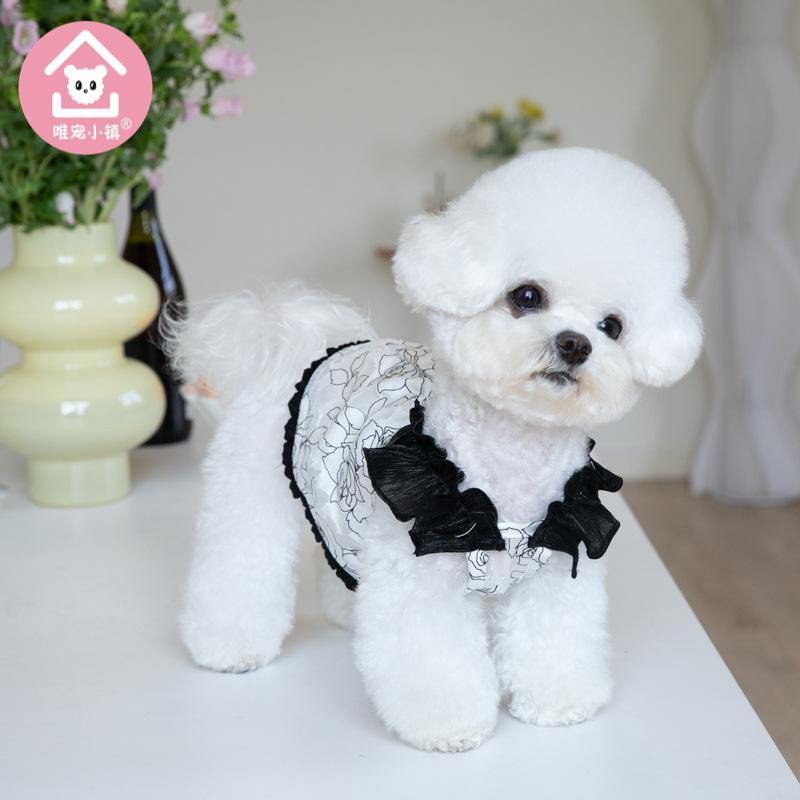 春夏 犬服 ペットドックウエアー 可愛い モノトーン ワンピース おしゃれ インスタ映え : Dogaccessoriesノーチェ - 通販 - Yahoo!ショッピング