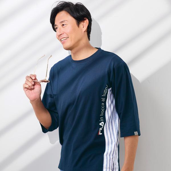 FILA フィラ 布帛切替カットソー 7分袖Tシャツ 接触冷感 吸水速乾 メンズ 春夏 40代 50代 60代 958053 : 958053 ...