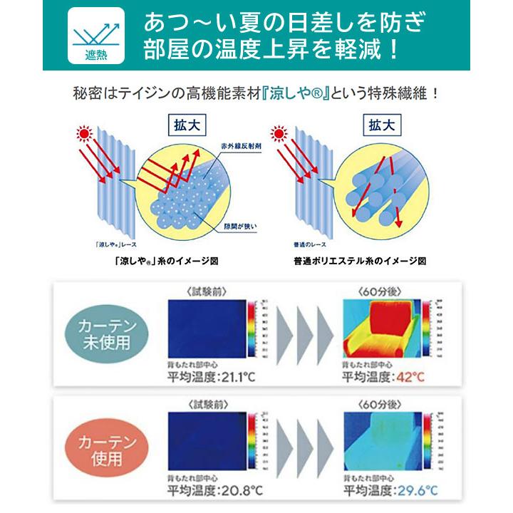 ホームプロテクトレースカーテン 100×198cm 2枚組 遮熱カーテン 帝人 TEIJIN 節電 日本製 : 1147こだわる通販ストア - 通販 - Yahoo!ショッピング