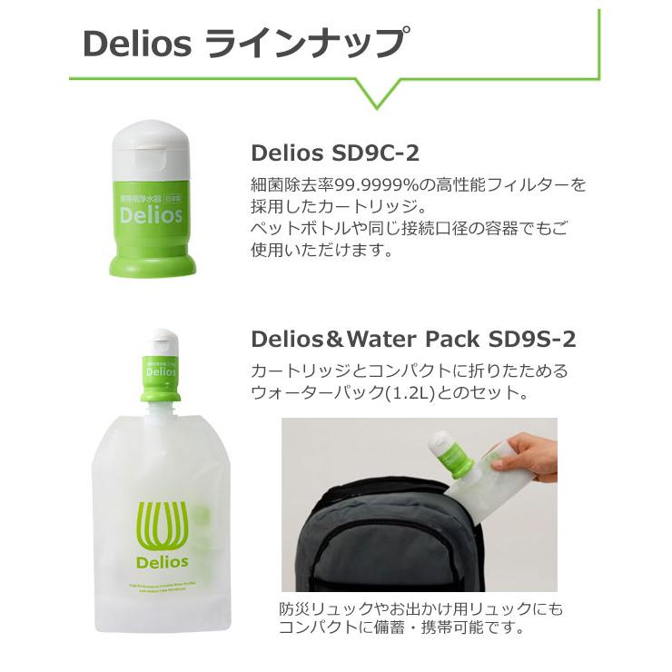携帯用浄水器 デリオス＆ウォーターパック Deliosセット ペットボトル浄水 避難用品 地震対策 防災グッズ アウトドア SD9S-2 : ...