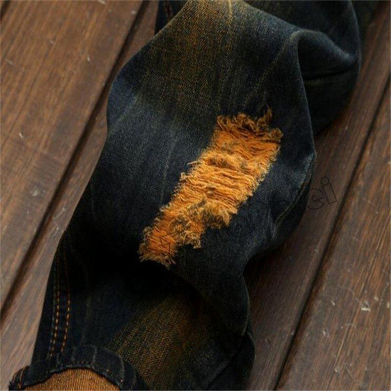 ダメージ デニムパンツ メンズ ストレート 大きいサイズあり rose ストレッチ クラッシュ ジーンズ 個性 : 11o’clock - 通販 - Yahoo!ショッピング