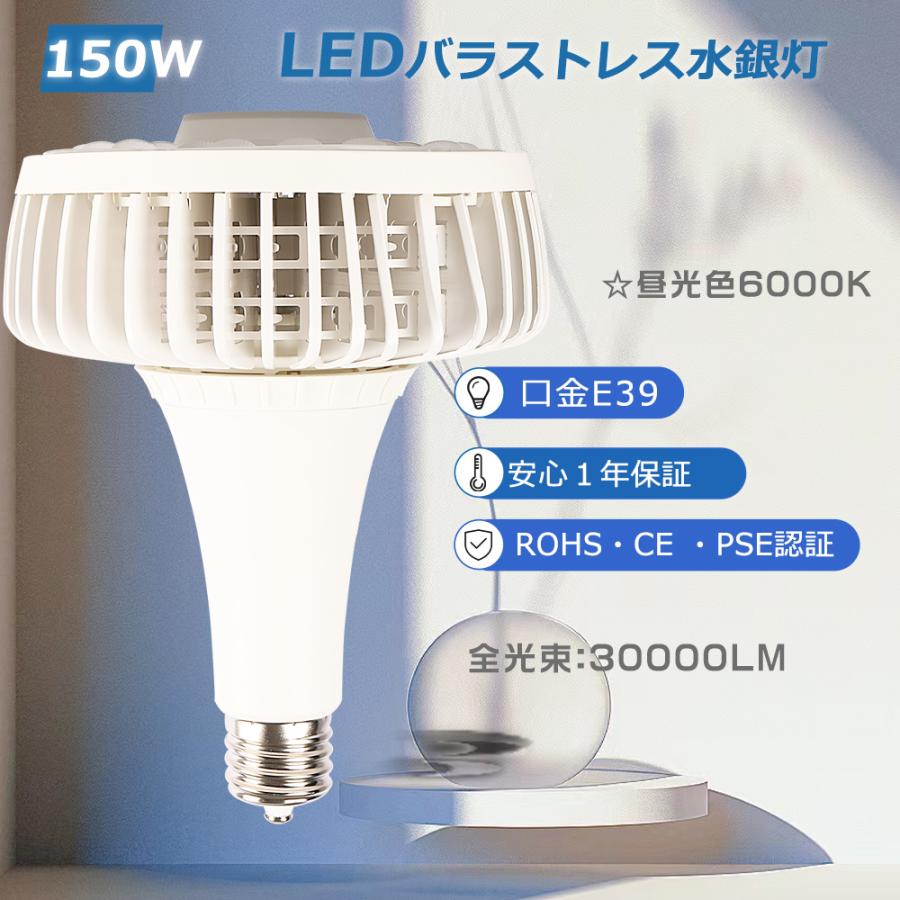 バラストレス水銀灯 1500w相当 e39 led 昼光色 200v e39バラストレス水銀灯 150wハロゲン水銀灯 ハイビーム球 39e レフ電球水銀投光器 看板灯産業用 ...