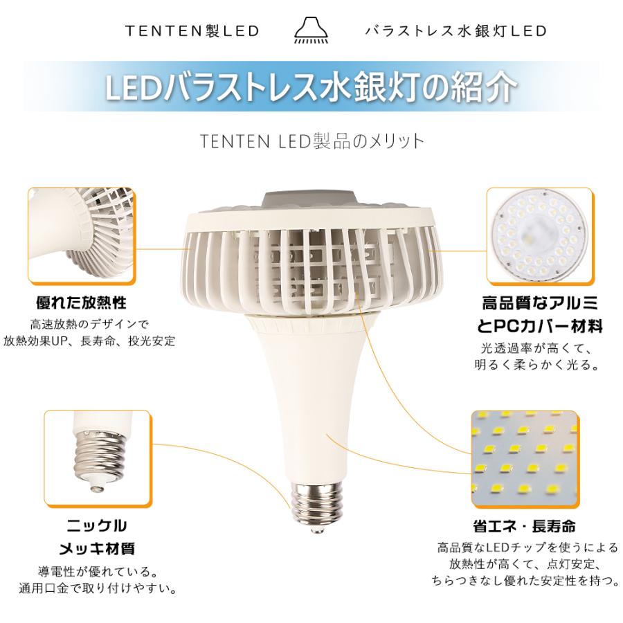 2個 バラストレス水銀灯 LED E39 2000W水銀灯相当 LEDビーム電球 39E 水銀灯からLEDへ交換 体育館 展示会 レフランプ スポットライト照明 100V看板灯 倉庫照明 ...