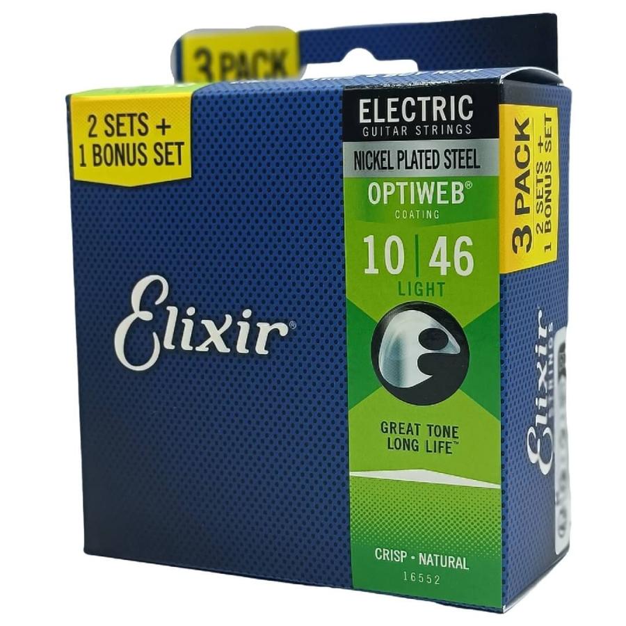 【数量限定】Elixir エリクサー 2セット+1ボーナスセット OPTIWEB エレキギター弦 ...