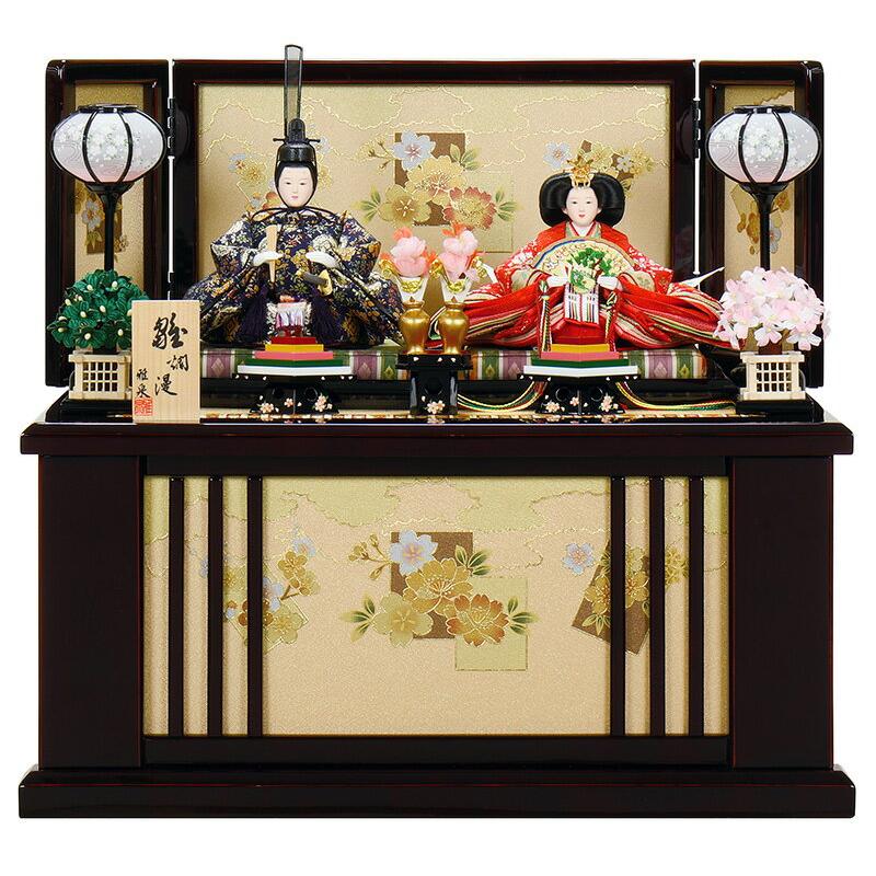 雛人形 ひな人形 雛 コンパクト収納飾り 親王飾り 雅泉作 雛爛漫 小三五親王 塗桐黒溜塗 引出式収納箱 三曲色紙桜屏風 h313-fz-4d12-aa-206 100周年記念 : fz ...
