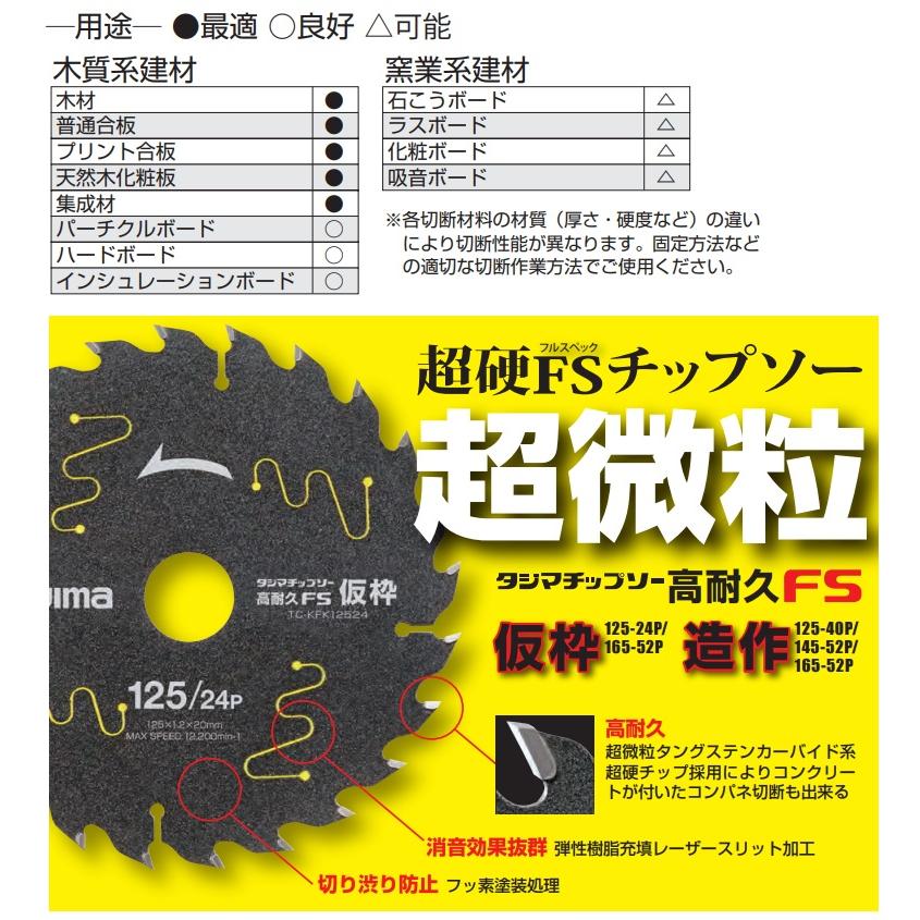 マキタ 在庫限り タジマ チップソー TC-KFZ16552 高耐久FS造作 165-52P 外径165mm TJMデザイン 019790 ネコポス可 : カナジン 2号店 - 通販 ...