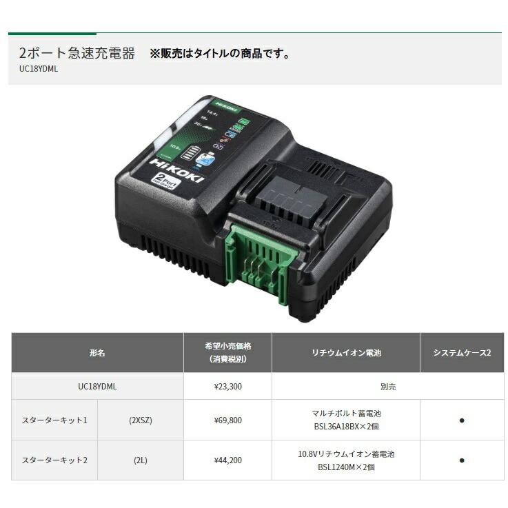 在庫 HiKOKI 2ポート急速充電器スターターキット2 UC18YDML(2L) 当店オリジナルセット 純正 ハイコーキ 日立 5780-4492 : uc18ydml2l ...