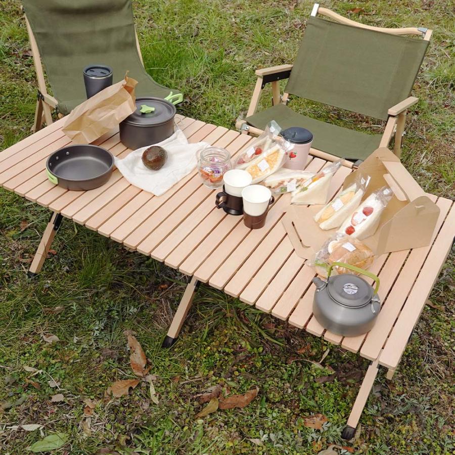 EIZER CAMP ウッドロールトップテーブル 収納袋付き 天然木 ウッドテーブル アウトドア 幅120cm 木製 テーブル 折りたたみ キャンプ アウトレット 訳あり : EIZER ...