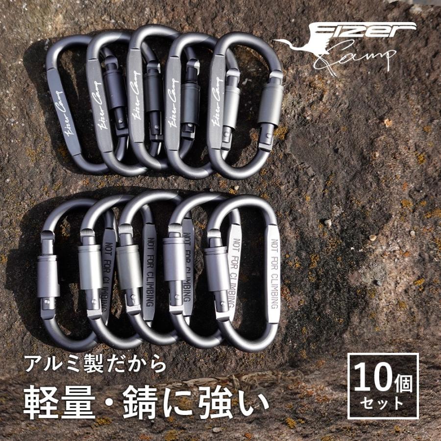 EIZER CAMP カラビナ ネジロック機能 スクリューロック 10個セット D型 アルミニウム合金 キーホルダー アウトドア キャンプ ネジ式 アウトドア用品 : EIZER CAMP ...