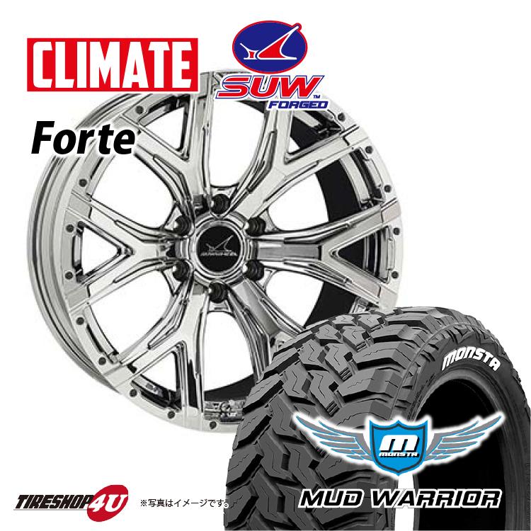 タイヤホイール4本セット CLIMATE Forte 17x8.0J 6/139.7 +20 スーパークローム MONSTA MUD WARRIOR 265/65R17 WL 120 150 ...