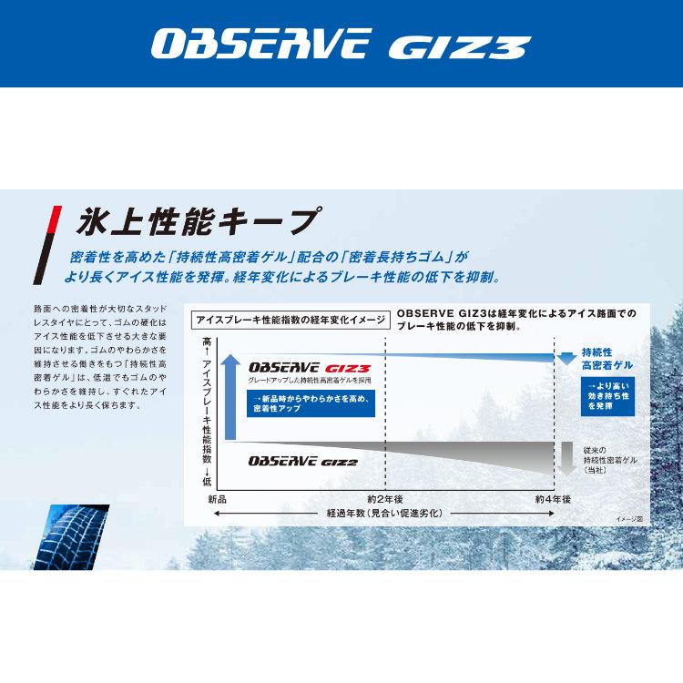 TOYO TIRES 225/60R18 スタッドレス トーヨー OBSERVE GIZ3 225/60-18 100Q 新品1本価格 : TIRE SHOP 4U 2号店 - 通販 ...