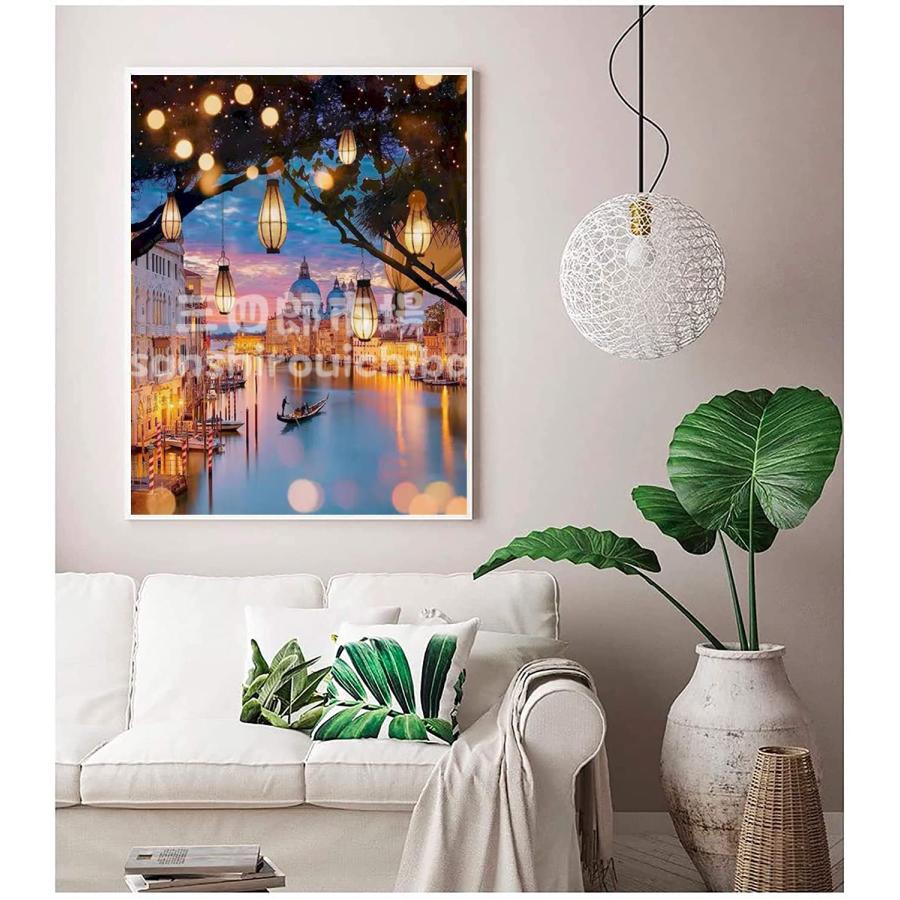 ダイヤモンドアート キット ヨーロッパ 城 川 ランタン 夜景 癒し ビーズ絵画 人気 やり方簡単 DIY 手作り 大人 子供 部屋 喫茶 ...