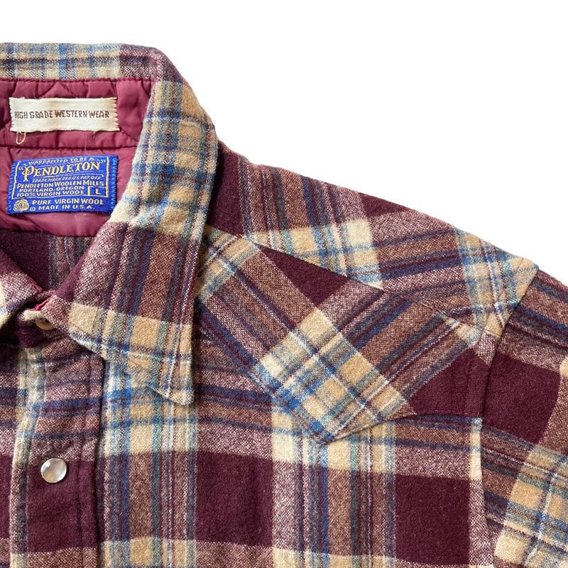 PENDLETON 70s USA製 Pendleton チェック 長袖 ウール ウエスタン シャツ L / 70年代 アメリカ製 ビンテージ ペンドルトン : 34.com - 通販 ...
