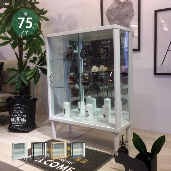 コレクションボード ガラスケース キャビネット 収納家具 幅75 完成品 ガラス棚 薄型収納 : 家具の35PLUS - 通販 - Yahoo!ショッピング
