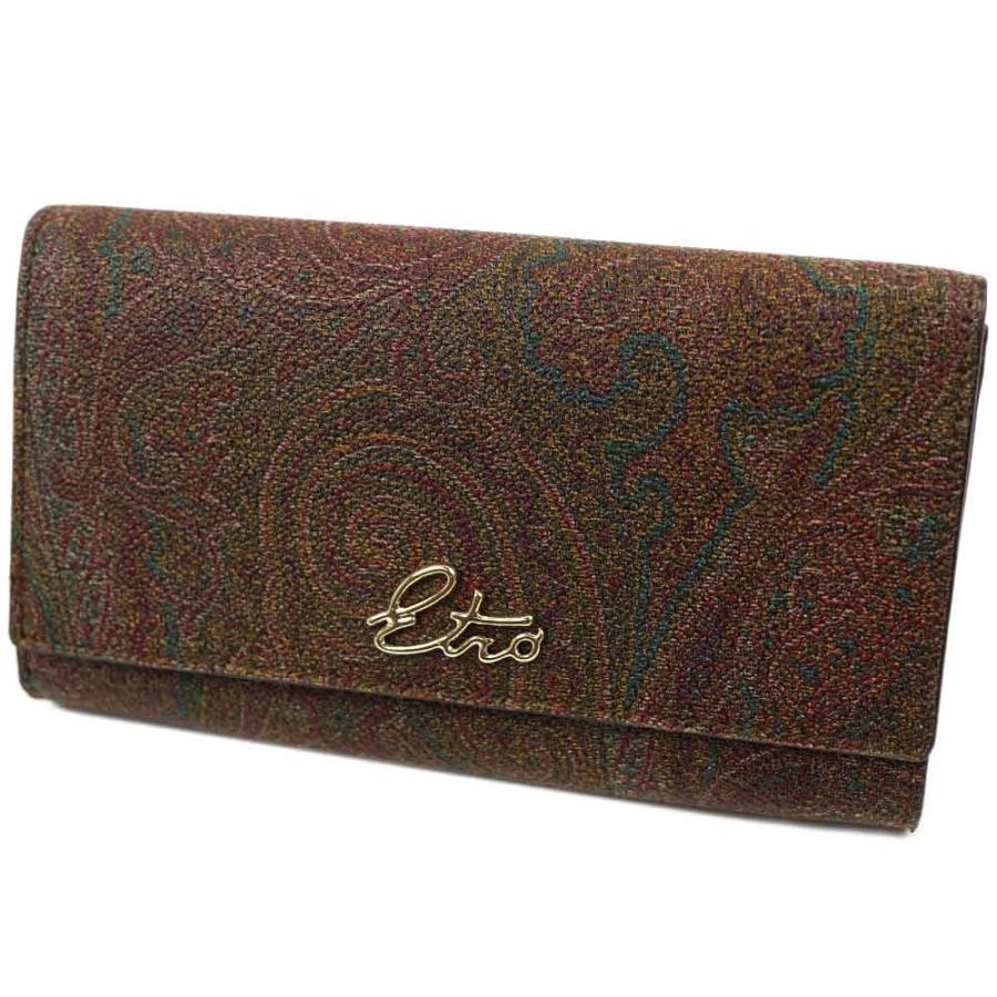ETRO 並行輸入品 エトロ 財布 長財布 レディース ペイズリー柄 ブラウン カーフレザー 1I183-8171-600 : アクセサリー ...