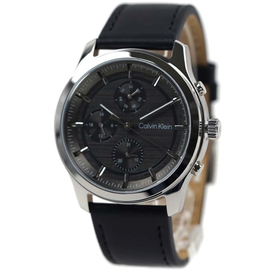 Calvin Klein カルバンクライン 腕時計 メンズ マルチファンクション 日付 曜日 カレンダー 24時間計 レザー ブラック CK ...
