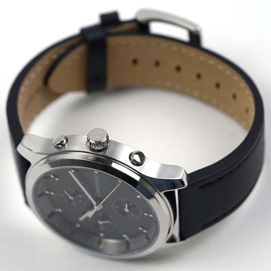 Calvin Klein カルバンクライン 腕時計 メンズ マルチファンクション 日付 曜日 カレンダー 24時間計 レザー ブラック CK ...