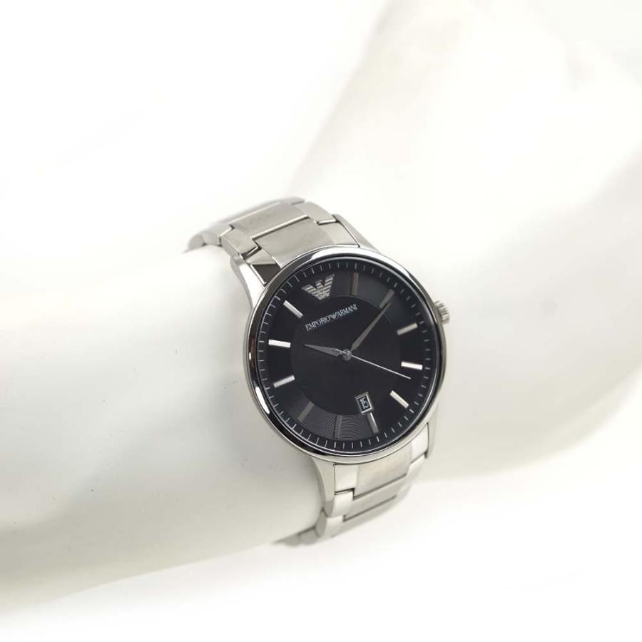 EMPORIO ARMANI エンポリオアルマーニ 腕時計 メンズ 日付カレンダー アナログ クオーツ シルバー ブラック AR11181 ...
