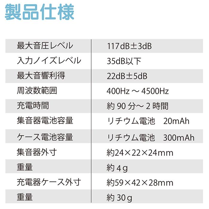 イヤホン 集音器 充電式 両耳集音器 ハッキリさん 両耳同時利用 充電＆携帯一体型ケース 10時間連続使用 6段階音量調節 掃除セット SLI-HBS2 : coco iine - 通販 ...