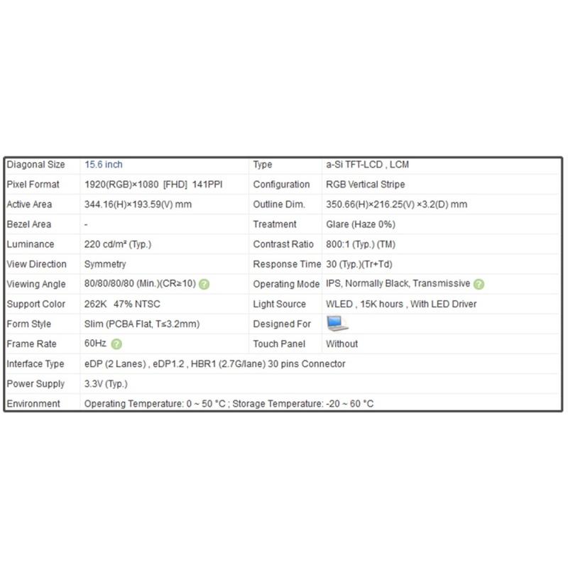 (光沢)LP156WF9-SPL9 NV156FHM-N35 N156HCA-EBA/EBB B156HAN02.2 IPS ...