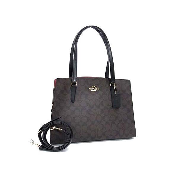 COACH コーチ トートバッグ シグネチャー PVC レザー C4075 2WAY ブラウン ブラック ハンドバッグ【本物保証】 : 3R ...