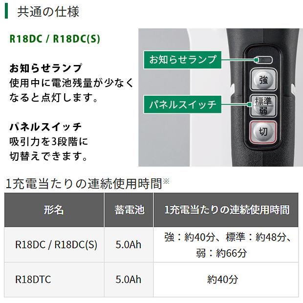 HiKOKI ハイコーキ18V コードレスクリーナ R18DC (NN) 本体のみ HiKOKI ハイコーキ18V コードレスクリーナ R18DC (NN) 本体のみ