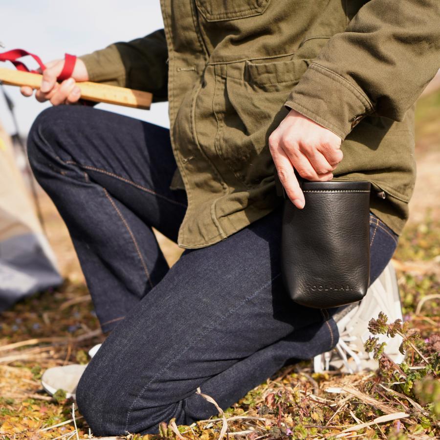 セール中 TOOL-LAB. レザー ワーク ポケット "DOPE ドープ " 小物入れ 栃木レザー ヌメ革 BLACK CAMEL 日本製 ...